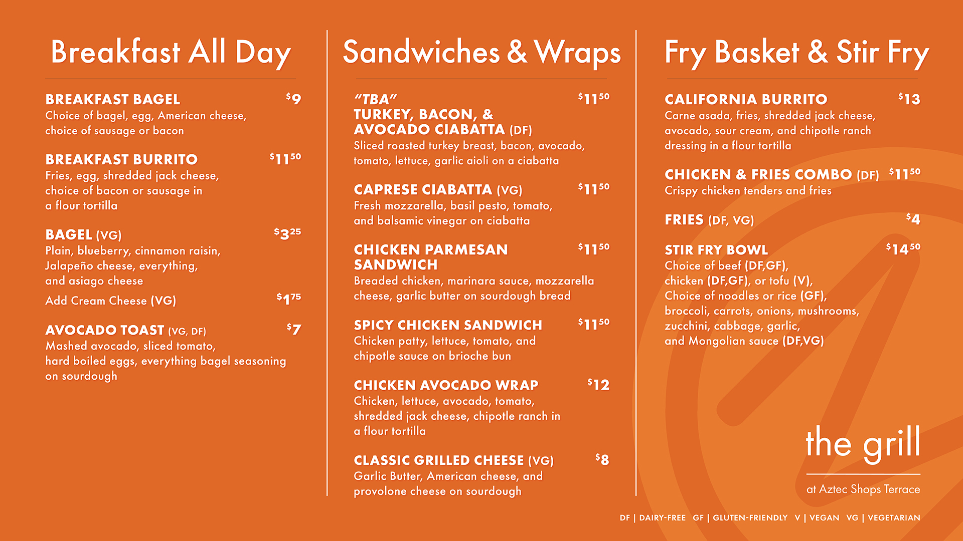 The Grill Menu